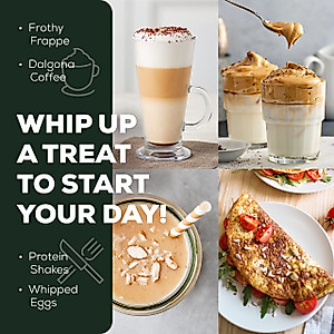 Café Casa Milk Frother for Coffee - 2 Speed Handheld, Battery Operated, Stainless Steel Drink Mixer & Mini Foam Maker - Electric Whisk for Coffee, Lattes, Hot Chocolate, and Shakes