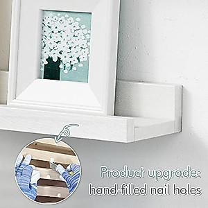 Forbena Nursery Floating Shelves for Wall, 23 Inch Long Nursery Book Shelves Set of 4, Rustic Wood Picture Ledge Shelf for Bedroom, Bathroom, Living Room, Photo Frames, Office Decor (White)