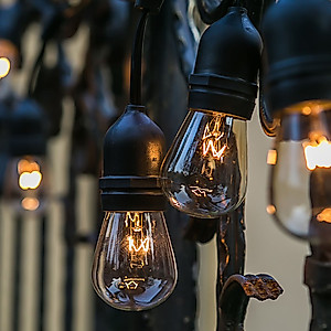 Outdoor String Lights 48 Feet Advanced Weatherproof Design Connectable String of Light,15 Heavy Duty Hanging Socket for Porch Patio Garden Backyard