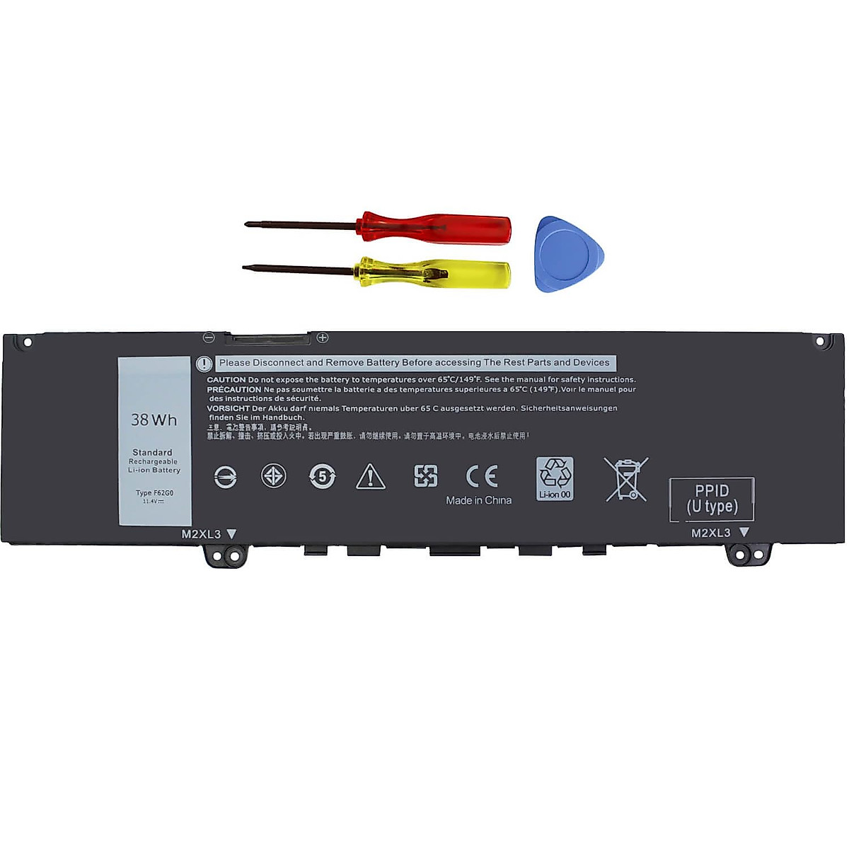 DMKAOLLK 38WH 39DY5 F62G0 Battery for Dell Inspiron 13 7000 i7373 7373 7386 2-in-1 7370 7380 5370 P83G P87G P91G P83G001 P83G002 P87G001 Vostro 13 5370 039DY5 0F62G0 RPJC3 0RPJC3 F62GO 11.4V