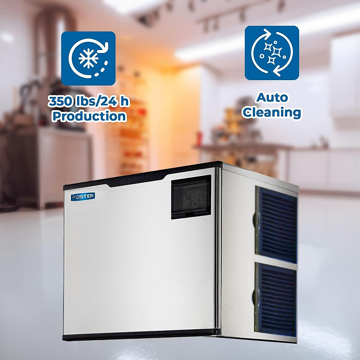 Commercial Ice Maker 350 Pounds Per Day – Head Only – Stainless Steel Industrial Modular Ice Cube Machine – Quiet Operation – Air Cooling System - by Foster