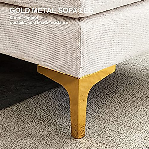 Eafurn Modular Sectional Reversible Chaise Lounge and Moveable Ottoman,Free Combination L Shaped Convertible, 3 Seat Upholstered Sofa & Couch for Living Room,Office, Beige