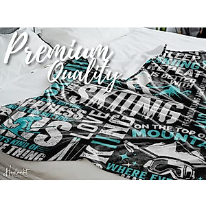 Huglanket Ski Blanket, Best Gifts for Skiers Unique Ski Design, Throw Blanket Gifts for The Coolest Skier, Flannel Plush Blankets - Quotes About Ski - 50"x 65"