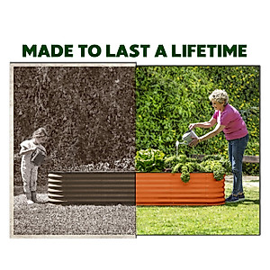 9-in-1 Galvanized Steel Raised Garden Bed // 8×2×1.5 ft Modular Planter for Gardening, Vegetables, Flowers // 18" Tall Metal Raised Garden Beds Outdoor (Orange) // Patented Design Planter Box