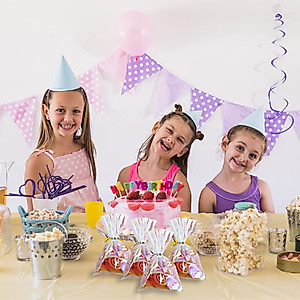 QTOP Cellophane Treat Bags,Iridescent Holographic Goodie Bags, Clear Cello Bags with Twist Ties for Birthday Party Favors, Valentines, Easter, Weddings，Halloween，Christmas (4x6 inches(pack of 100))