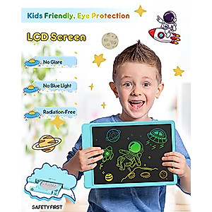 FLUESTON LCD Writing Tablet Doodle Board, Toys for 3 4 5 6 7 8 Year Old Girls Boys, Drawing Pad for Kids, 10 Inch Colorful Electronic Board Drawing Tablet Gifts for Toddler Educational Learning Travel