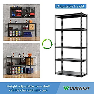 Woueniut Garage Storage Shelves, 72" Heavy Duty Metal Storage Utility Rack with Adjustable 5 Tier Shelving Storage Rack for Warehouse Basement Kitchen Living Room 35.8" W x 16" D x 72" H (4 Pack)
