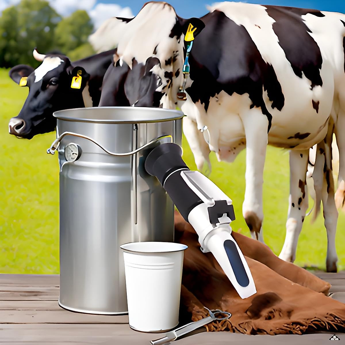 Accurate Milk Content Detector - Portable Handheld Refractometer with Automatic Temperature Compensation, Sturdy Aluminum Build, Ideal for Farmers and Dairy Enthusiasts