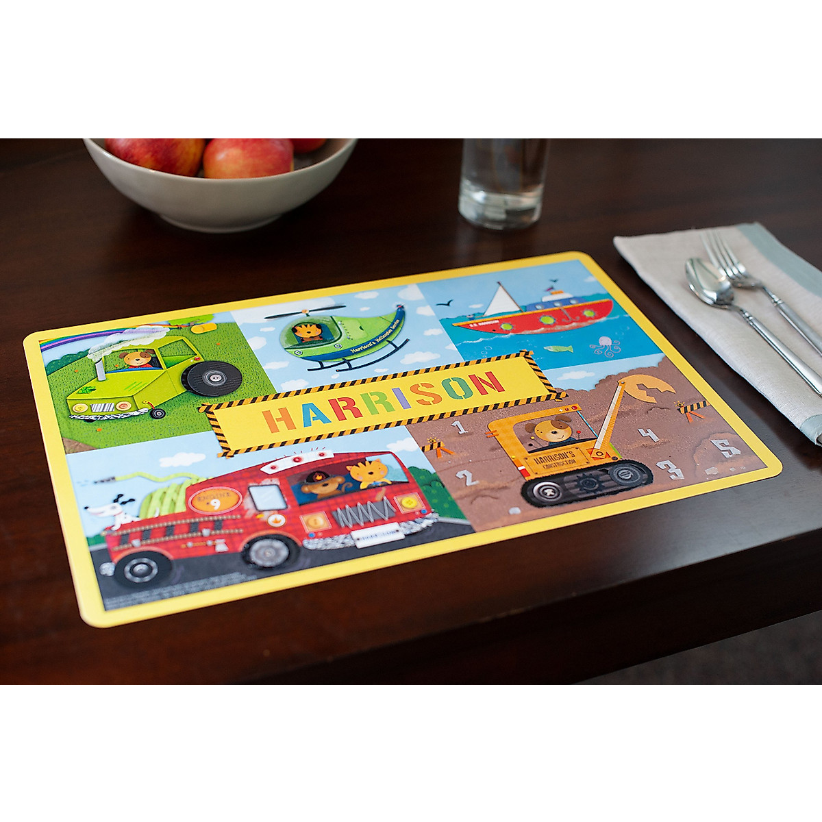 Personalized Placemat for Kids, Construction - I See Me!