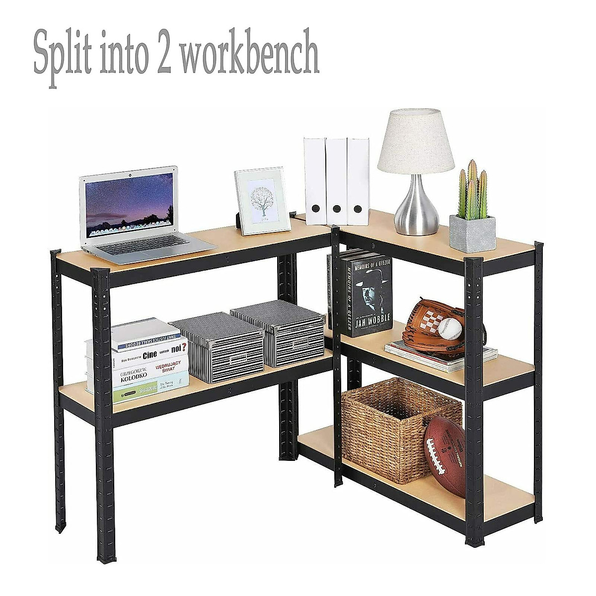 5 Shelf Adjustable Storage Shelving Unit, 59 Inch Tall Heavy Duty Garage Shelf with Boltless System, Metal Multi-Use Storage Shelving for Industrial Workshop / Garage, 1930LBS Total Capacity