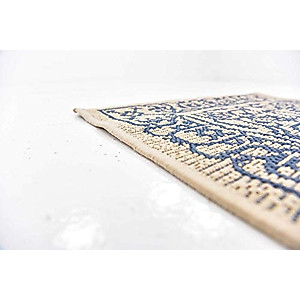 Unique Loom Outdoor Botanical Collection Area Rug - Allover (2' 2" x 3' 1" Rectangle, Beige and Blue/ Blue)