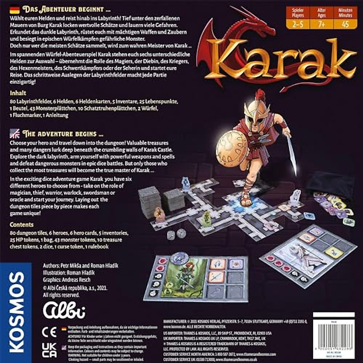 Karak | A Dungeon Crawler Game for Kids from Kosmos Games | Competitive Role-Playing Fantasy Game for 2 to 5 Players Ages 7+ | Dice-Rolling Mechanism | Ideal for Families | 2-Language, German/English
