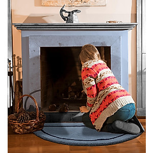 COTTON CRAFT Pure Wool Fireplace Rug - Half Moon Hearth Rug - Fire Resistant Hand Tufted Accent Carpet - Entryway Anti Fatigue - 22x44 - Charcoal Grey