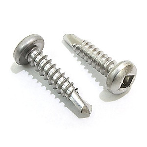 Bolt Dropper 8 x 3/4" Stainless Pan Head Square Drive Sheet Metal Self Tapping Drilling Screws, (100pc) 410 SS, Corrosion Resistant Choose Size and Qty,.
