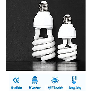 PTCCTV UVB Reptile Light Bulb 5.0 Turtle Lamp Energy Saving Compact Fluorescent Bulbs for Tropical Rainforest Amphibians Pet aquarium Fish Lizard Snake,E27 Screw (UVB5.0 13W)