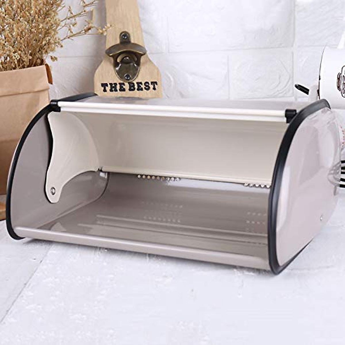 PENGKE Bread Box,Stainless Steel Bread Box for Kitchen,Metal Bread Bin with Lid,Bread Storage Bread Holder for Counter,Pack of 1