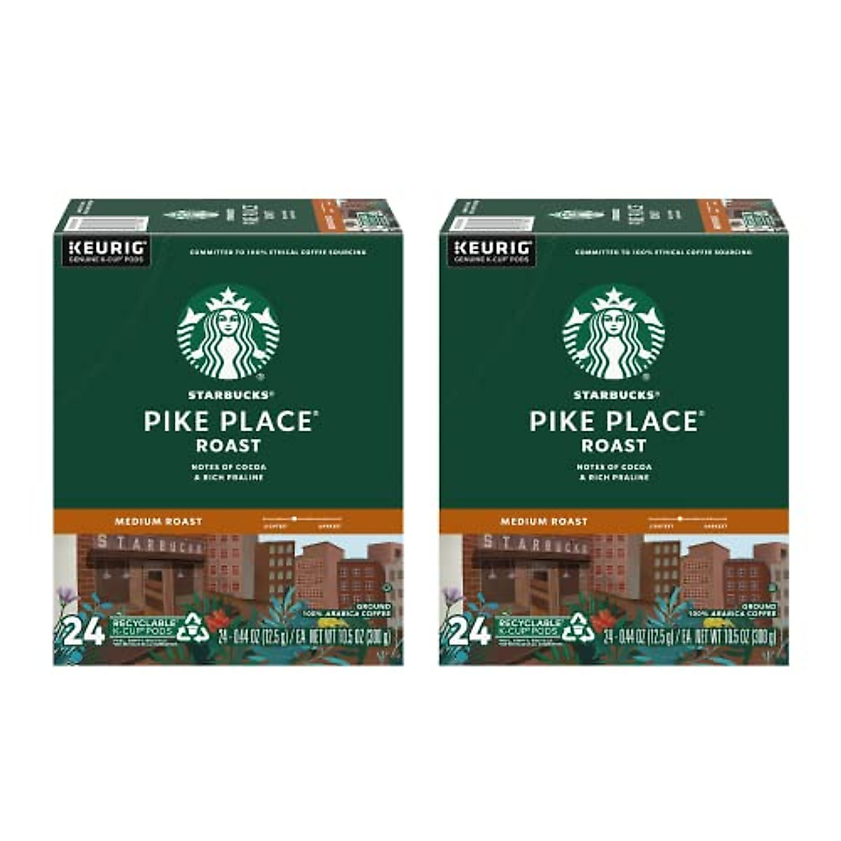 Starbucks Pike Place Roast, K-Cup Portion Pack for Keurig K-Cup Brewers, 24 K-Cups (Pack of 2)