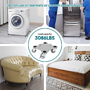 2024 Upgraded Heavy Furniture Movers with Brake Holding 3086LBS Load capcity with 5 Wheels, Silicone Anti Slip Sleeve, 360° Rotation,Sturdy Carbon Steel Panel, Flexible Mobility