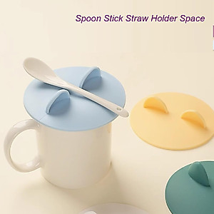 4Pack Cute Cat Ear Cup Lid Cover, JCSMARTEC Silicone Creative Anti-Dust Rubber Airtight Seal Suction Cap for Drink Glass Coffee Mug Can