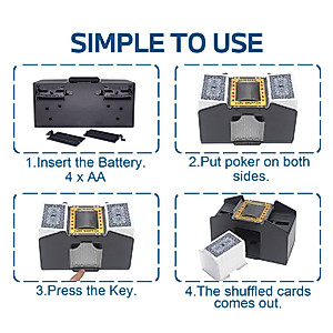 TAAVOP Card Shuffler 2-4 Deck Automatic, Battery-Operated Electric Card Shuffler Machine for UNO/Poker/Playing Card