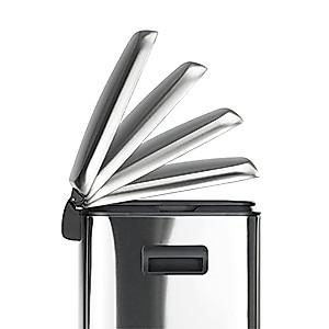 WENKO Primo 10 Gallon Dual, odorless, Waste, (WxHxD): 8.9x9.1x12.6 in, Stainless Steel Lid and Foot Pedal, Garbage Bin, Handsfree, Step Trash Can, Chrome