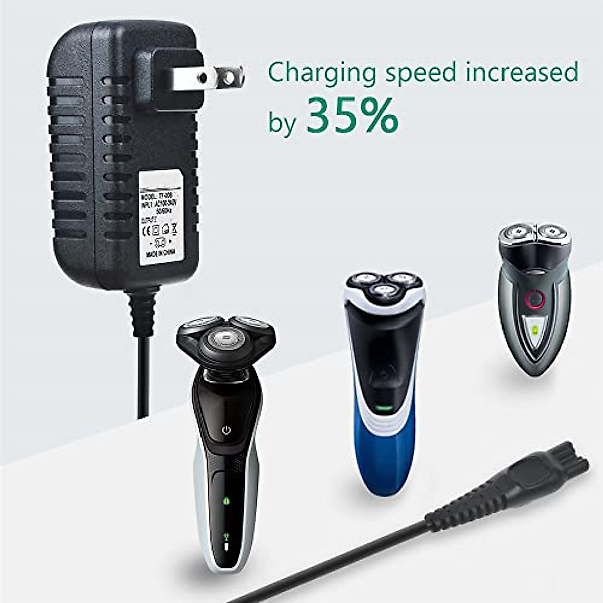 J-ZMQER New AC DC Adapter Compatible with Electronics Type 6000X 12V DC 4.5W - 15V DC 5.4W Shaver Class 2 Battery Charger 12VDC to 15VDC World Wide Use Power