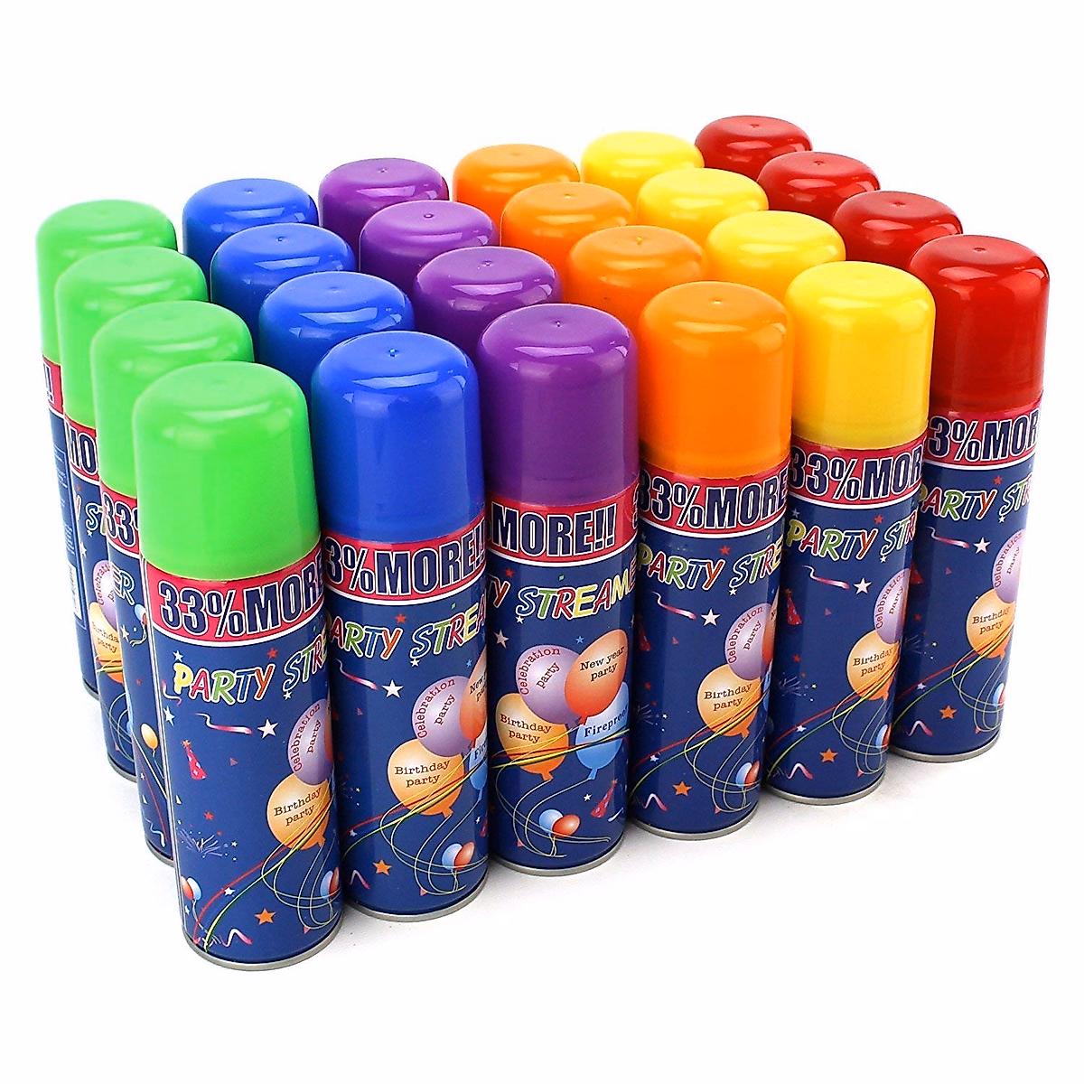 24 pcs Pack of Fun Party Streamer Spray String In A Can for Children's Parties, Party Supplies Perfect For Kid's Parties/Events