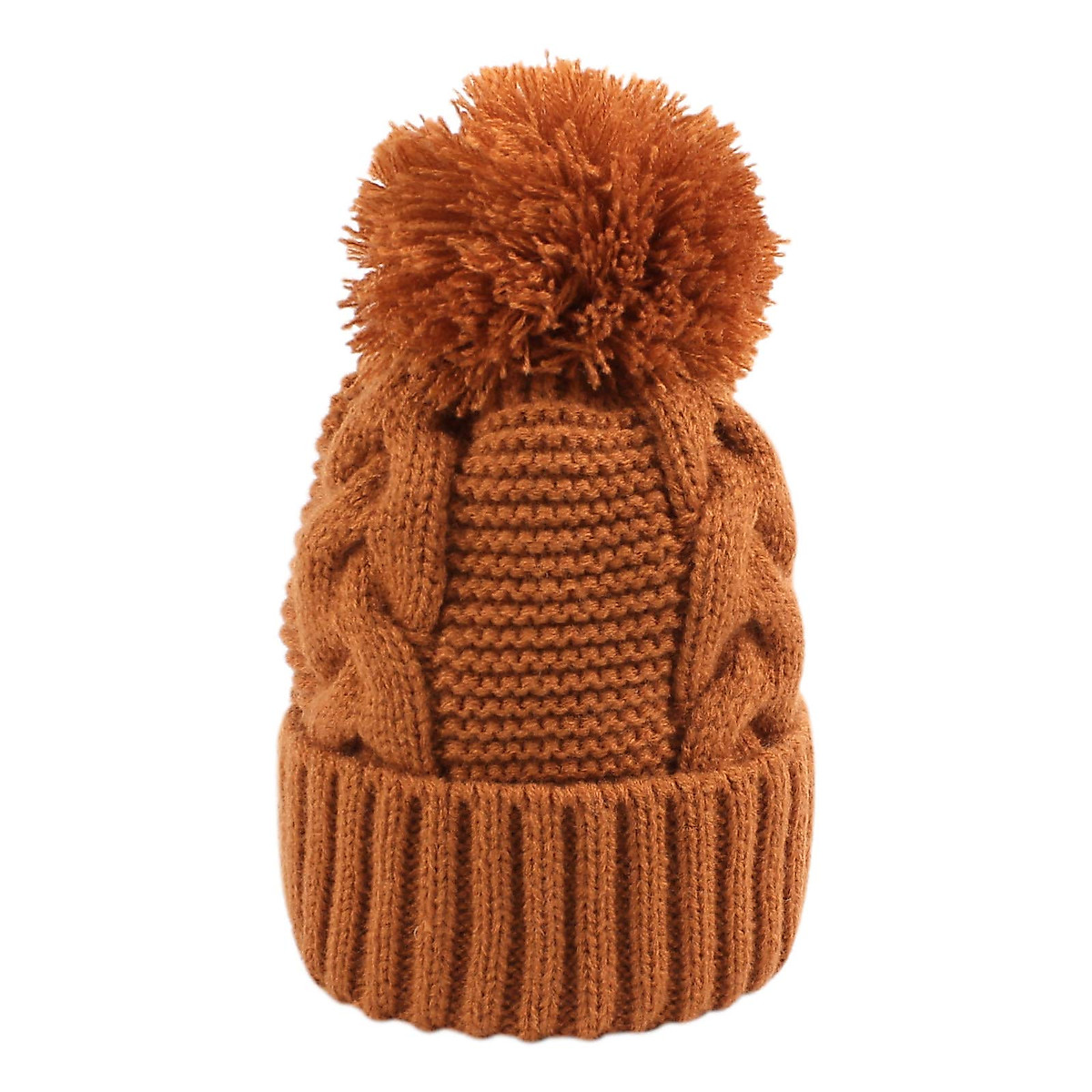 JANGANNSA Winter Knit Baby Hat Twist Warm Beanie for Boys Girls Infant Toddler Baby Beanie with Pompom (0-6 Months, Chocolate)