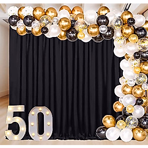 MoKoHouse 10ft x 8ft Black Backdrop for Parties Black Backdrop Drape for Birthday Wedding 2 Panels 5ft x 8ft