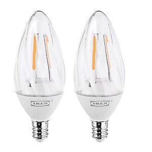 RYET LED bulb E12 200 lumen 2W 2700k, chandelier/twisted clear, 2 pack