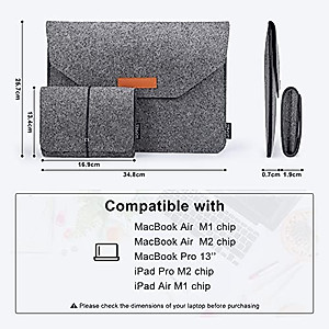 HOMIEE Laptop Sleeve Bag Compatible with MacBook Air/Pro, 13-13.3 inch Notebook, Compatible with MacBook Pro 14 inch 2023-2021 A2779 M2 A2442 M1, Felt Bag with Pocket and Small Case