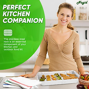 Nagid 100% Stainless Steel Rack - Fits Standard 21” x 13” Disposable Aluminum Pan – Size 18” x 10.5” x 1.5” - Great for Steaming - Cooling – Baking – Roasting - Grilling