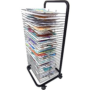 EUKKIC Drying Rack, Mobile Classrooms, Art Studio, Mobile Drying Rack with Wire Shelves for Works of Art, Educational Product Drying Rack (Size : 35-Layer)