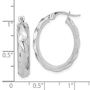 FJC Finejewelers 14 kt White Gold Hoops Polished and Twisted Oval Hoop Earrings 25 mm x 19 mm
