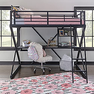 Powell Furniture Z-Bedroom Metal Black Powder Coated Full Size Loft Study Computer Desk by Powell Bunk Bed