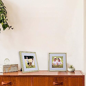 YiPinYin 4x4'' Sqaure Gold Metal Picture Frame With Mat for 3x 3'' Set of 2, Narrow Plated Metal Photo Frames 3x3'' With Soft Touch Velvet Backing for Desktop