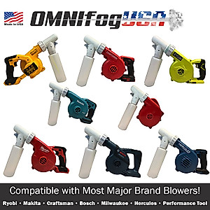 OmniFog ULV Cold Fogger – Adapter for Milwaukee, Makita, Ryobi, Bosch, and Most Major Brand Blowers – Adjustable 10-110 Micron Mister Fog, Fertilize or Clean (16 OZ Adapter & Reservoir)