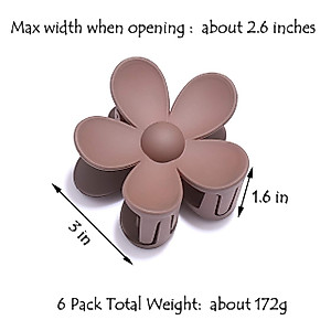 Big Hair Claw Clips Matte Flower Hair Clips Non Slip Cute Hair Catch Barrettes Jaw Clamps 6 Colors for Medium Thick Hair Women Girls 6PCS Holiday Gifts