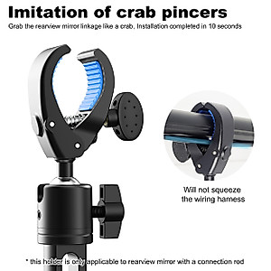 Quyee Phone Holder Car, Rear View Mirror Phone Holder - Aluminum Alloy Mount Multi-Angle Adjustment Rotatable and Retractable Compatible with All 4-7 Inch iPhone and Android Cell Phones