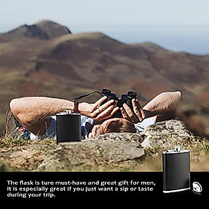 KITVINOUS Hip Flask for Liquor, 8oz Stainless Steel Leakproof Whiskey Flask with Funnel, Classic Gift Idea Flasks with Never-Lose Cap for Men and Women, Black