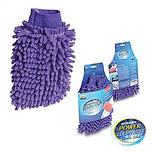 2 Pack. Premium car wash Microfiber Chenille mitt. Super auto Absorbent. Ultrafine Sponge Fiber Glove. Professional Cleaning at Home, Kitchen, Hand car Washing Care. Soap Chemical Resistant. (Purple)