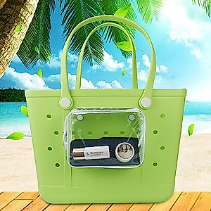 Addoklm 3 Packs Clear PVC Inner Bags Kit for Bogg Bag Rubber Beach Tote Bag,Waterproof Zipper Bag for Beach Bag With Hole Rubber (Transparent)