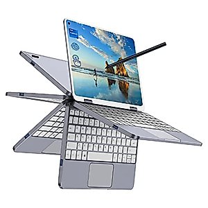 Laptop Computer Intel Celeron N5100 Processor 2 in 1 Tablet Touchscreen 10.8" HD Display With Stylus/ Fingerprint Reader, 8GB RAM, 512GB SSD, Type-C, TF Card, HD webcam, WiFi, Bluetooth, Windows 11