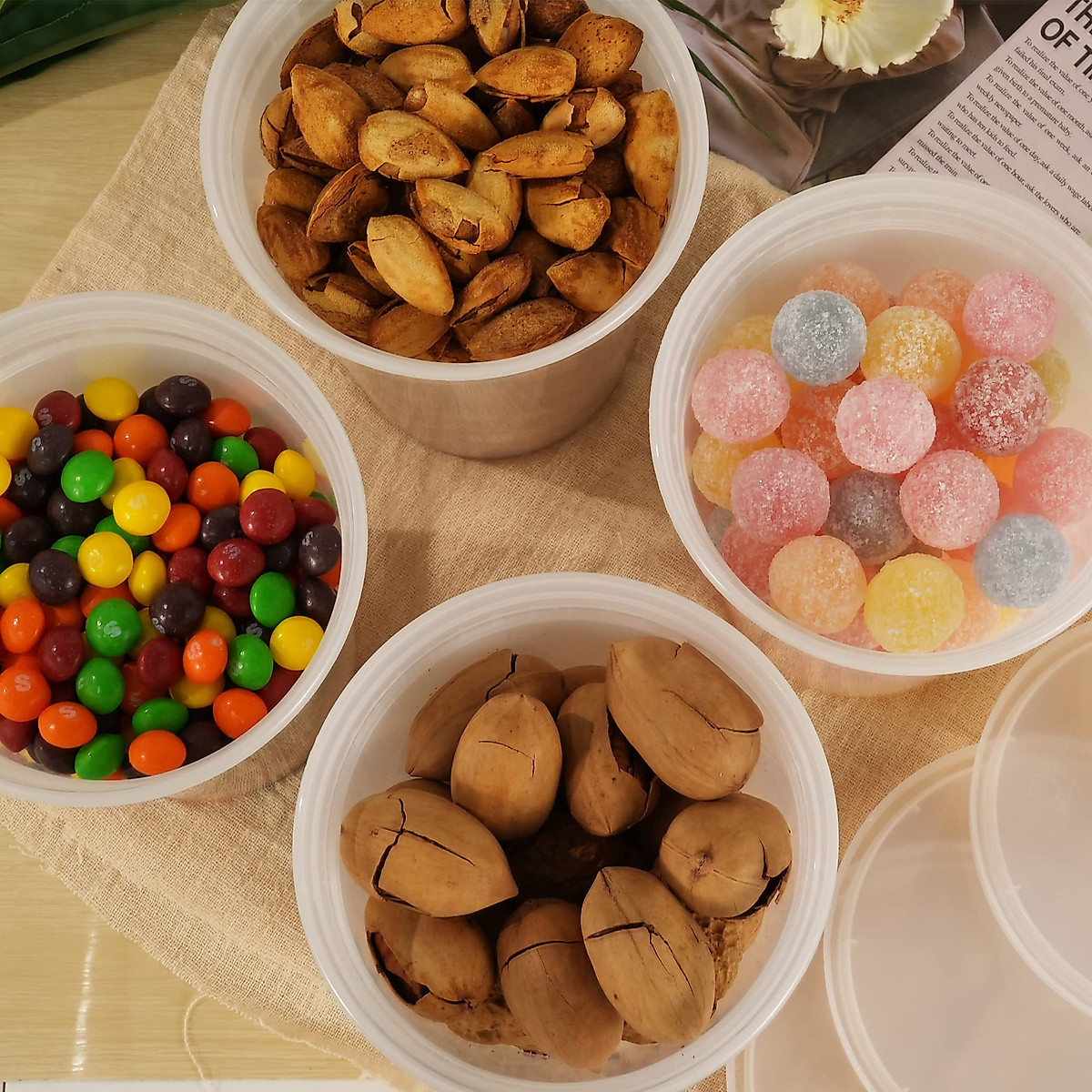 YUESING 40 Pack 32oz Deli Containers with Lids Food Storage Containers Plastic Deli Containers with Lids, Slime, Soup, Meal Prep Containers | BPA Free | Stackable | Leakproof | Dishwasher/Freezer Safe