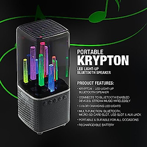 Audiolux Wireless Portable Bluetooth Speaker, Color Changing LED Light-Up MP3 Player, Clear Stereo Sound, Outdoor Surround Sound Streaming Device, Deep Bass, Rechargeable, TWS, USB Slot, Micro SD