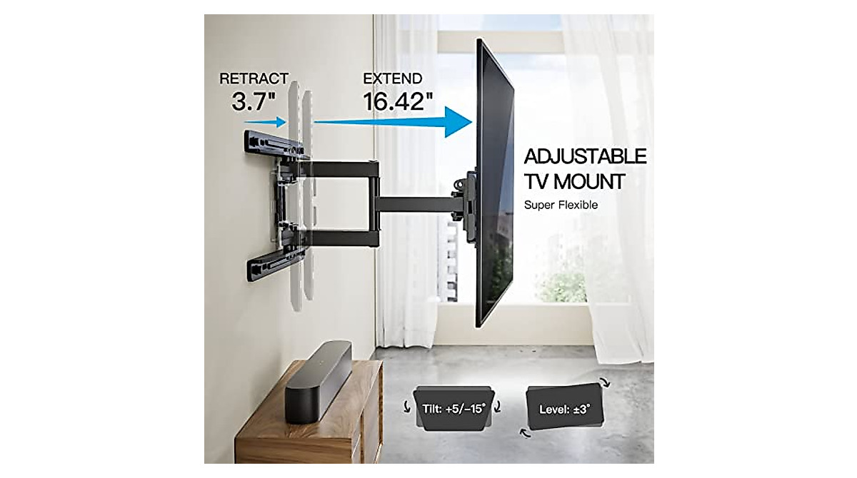 Pipishell Full Motion TV Wall Mount for 26-65 Inch TVs