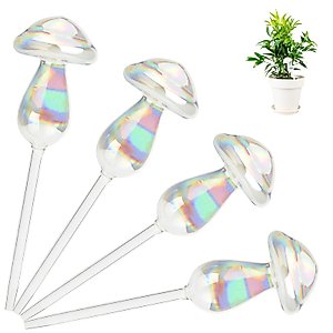 4pcs Plant Watering Globes, Watering Globes Glass Rainbow Clear Self Watering Bulbs for Plants Watering Bulbs Automatic Plant Waterer for Indoor Outdoor Plants Flowers Garden Water Device