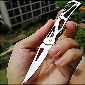 6 Pack Stainless Steel Self-Defense Folding Knife With Key Ring, Outdoor Survival Pocket Knife, Easy To Everyday Carry Small Knife