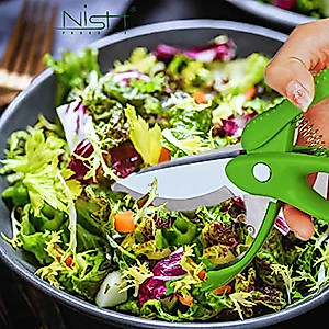 Upgraded Salad Scissors Tossing and Chopping Salad Chopper Heavy Duty Kitchen Salad Scissors Multifunction Double Blade Salad Cutting Tong Scissor Double Blade