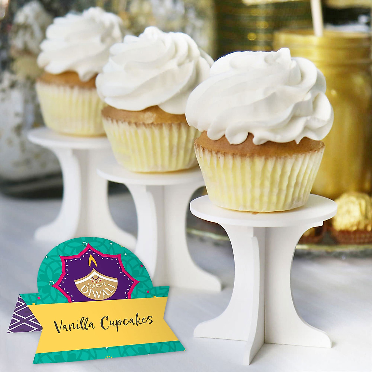 Big Dot of Happiness Happy Diwali - Festival of Lights Party Tent Buffet Card - Table Setting Name Place Cards - Set of 24